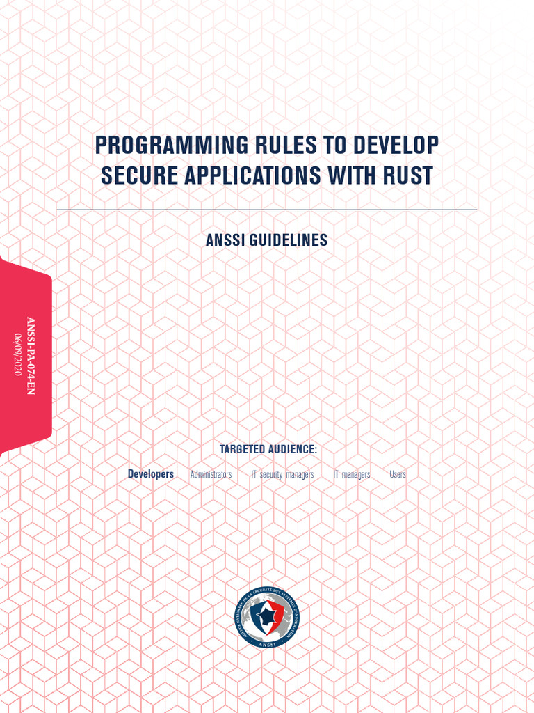 Anssi-Guide-Programming Rules To Develop Secure Applications With Rust-V1.0 | PDF