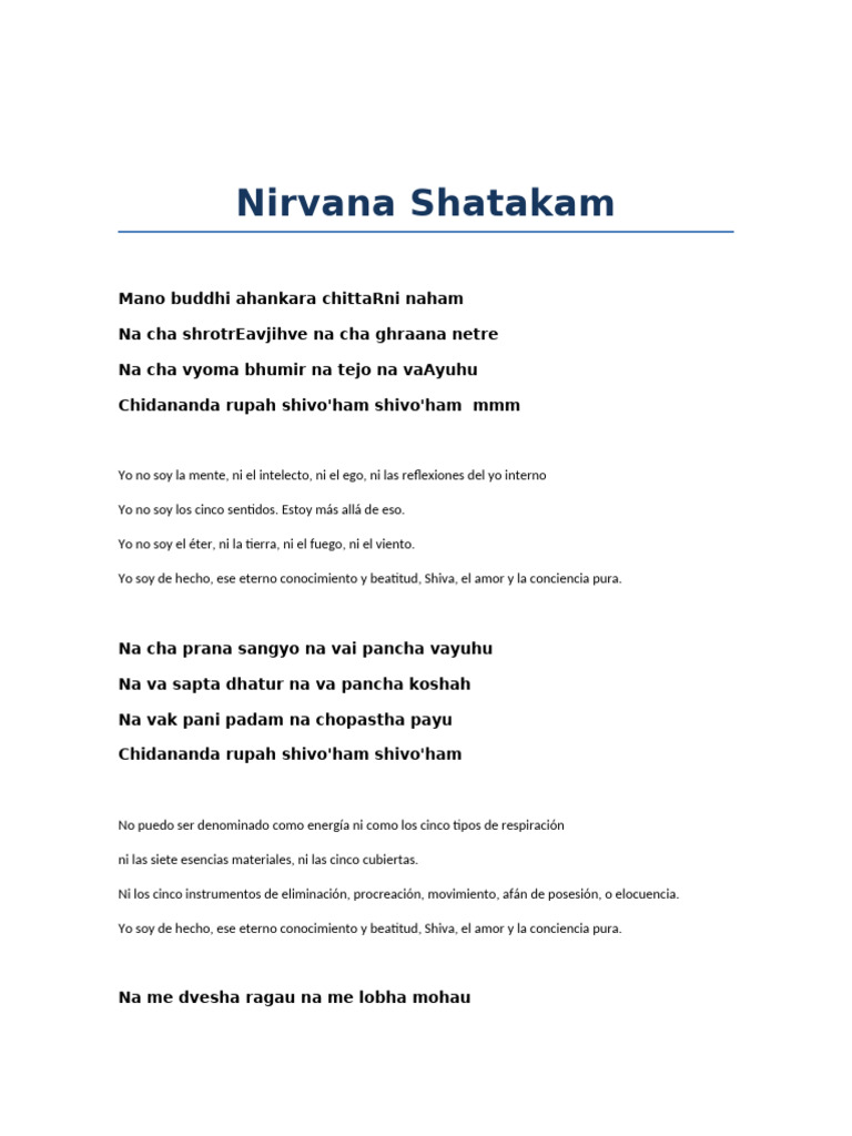 Nirvana Shatakam | PDF