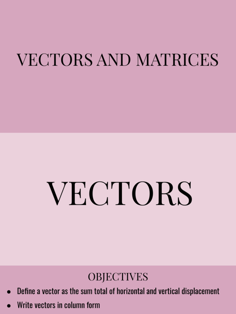 Vectors and Matrices 2022 | PDF