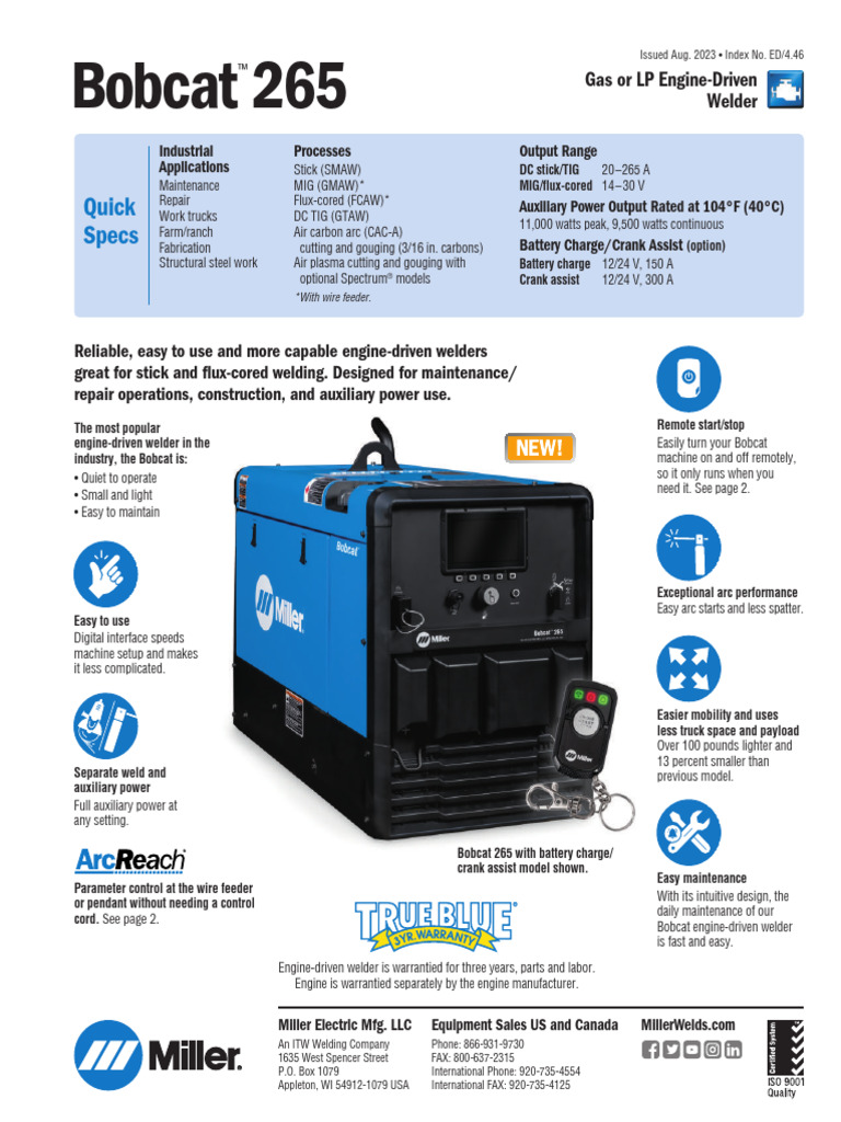 Ficha Técnica Bobcat 265 - Compressed | PDF