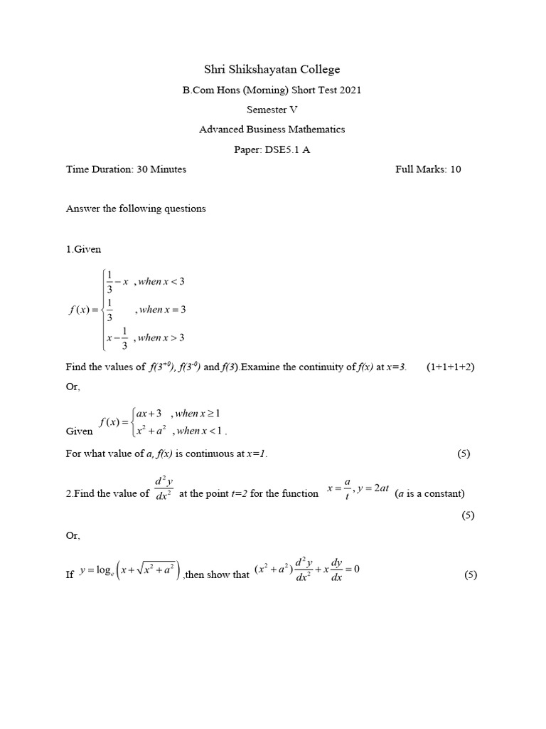 Advanced Business Mathematics | PDF
