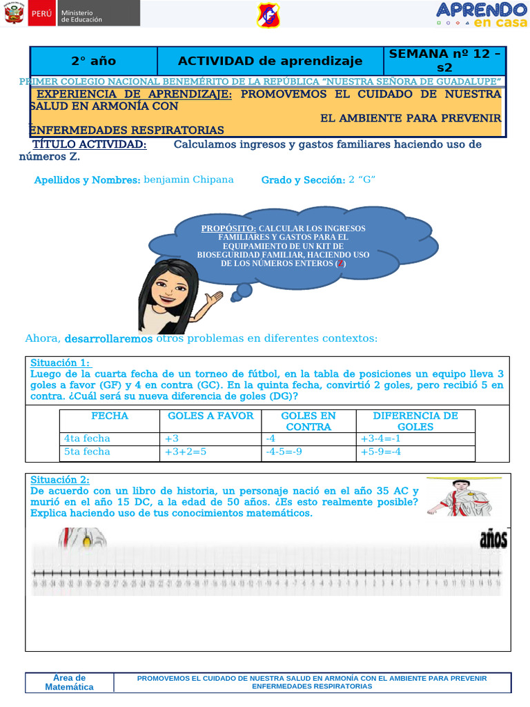 Ses. 2. Calculamos Ingresos y Gastos Familiares Haciendo Uso de Números Z Sesión 2 | PDF