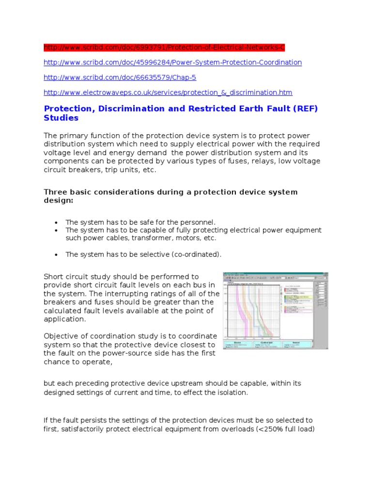 Protection, Discrimination and Restricted Earth Fault (REF) Studies ...