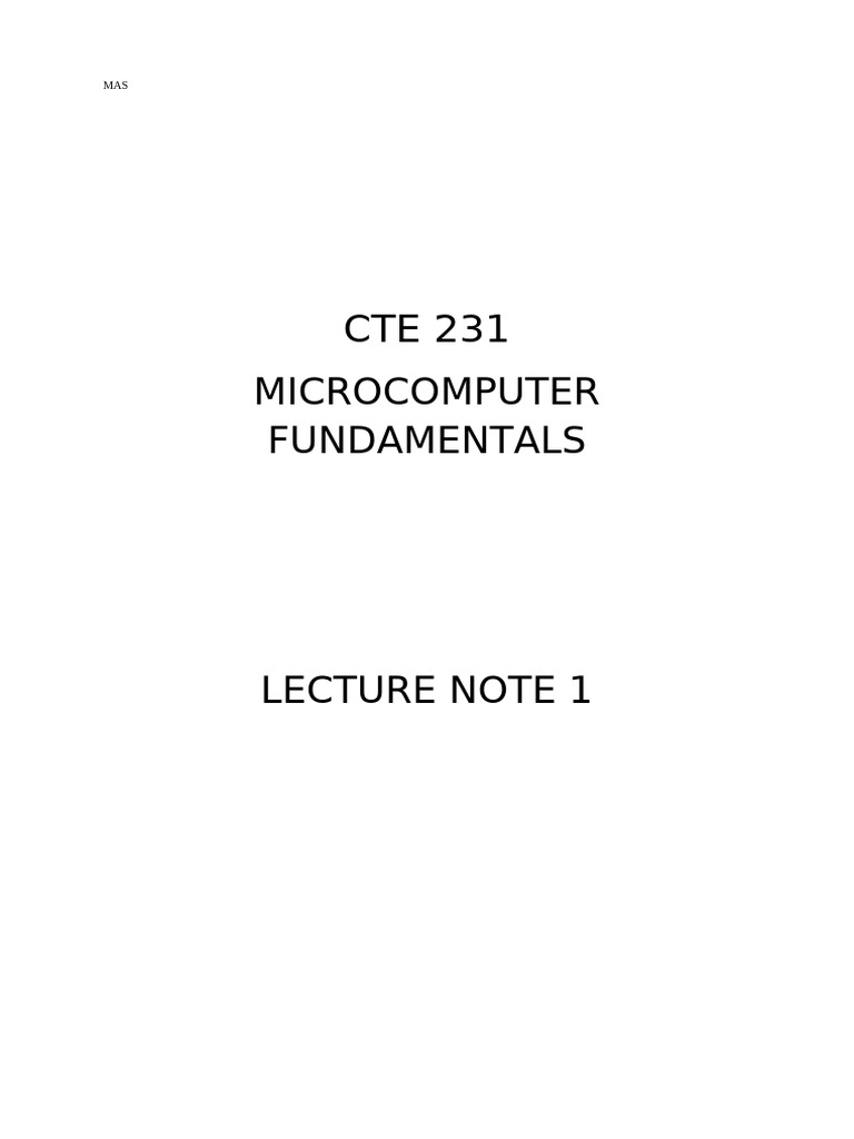CTE 231 Lectures Note 1-1 | PDF
