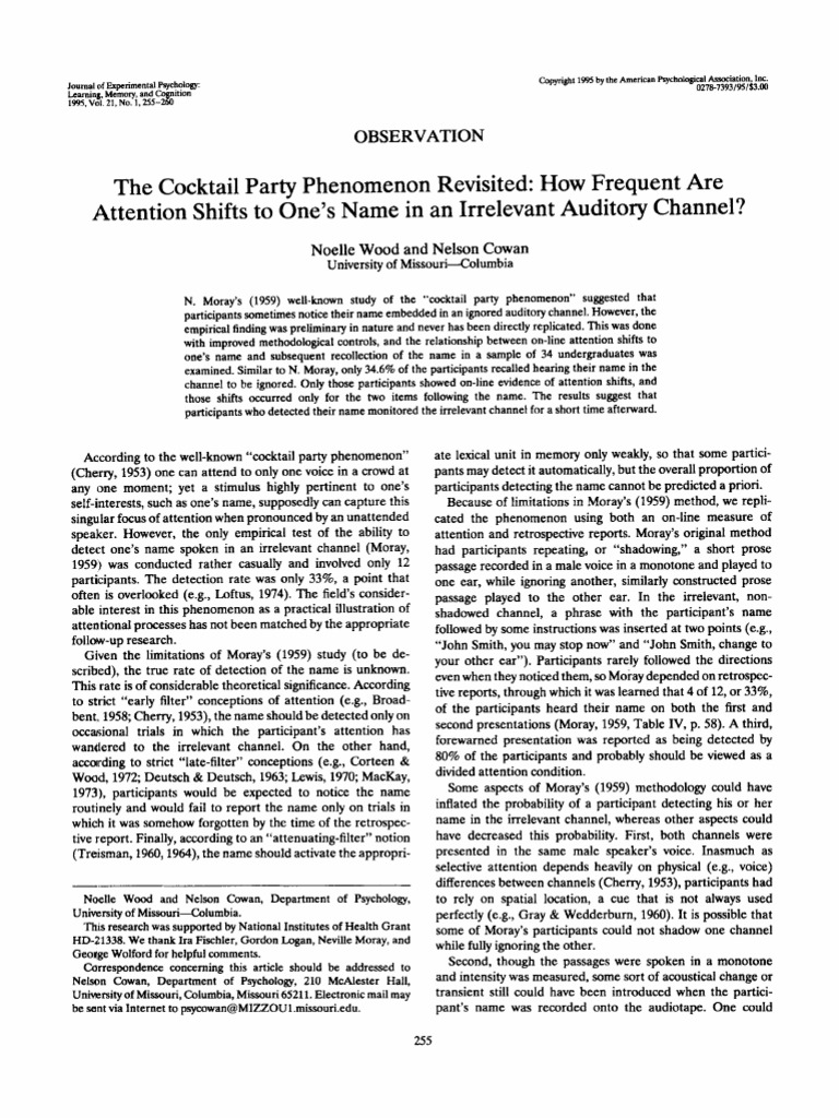 Cocktail Party Phenomenon Revisited | PDF