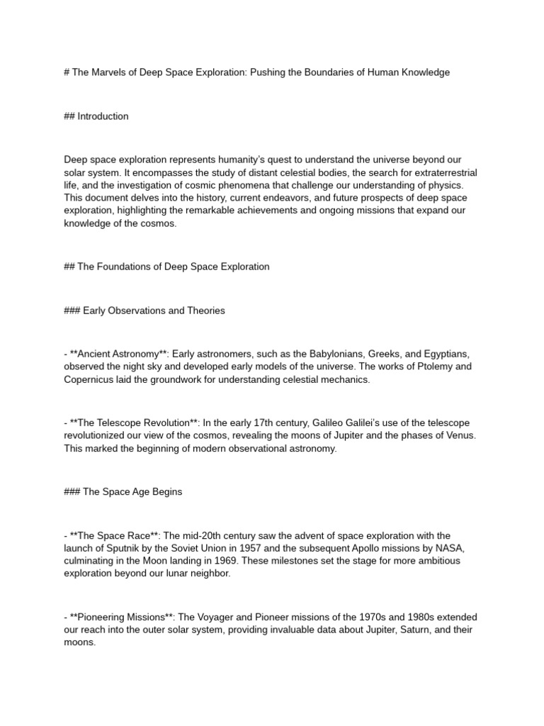 The Marvels of Deep Space Exploration Pushing The Boundaries of Human ...