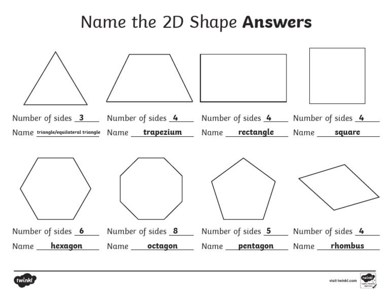 Answers Name the 2d Shape Worksheet | PDF