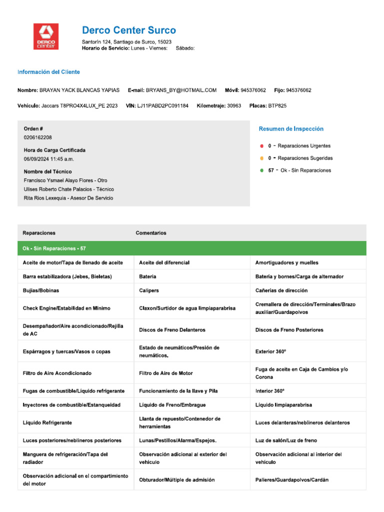 Reporte T8 PRO BTP825-2 | PDF