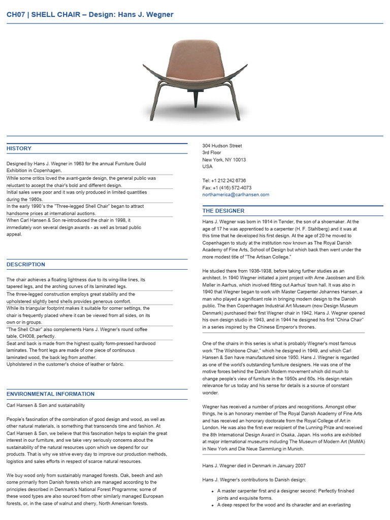 CHS CH07 Shell Chair Spec | PDF | Furniture