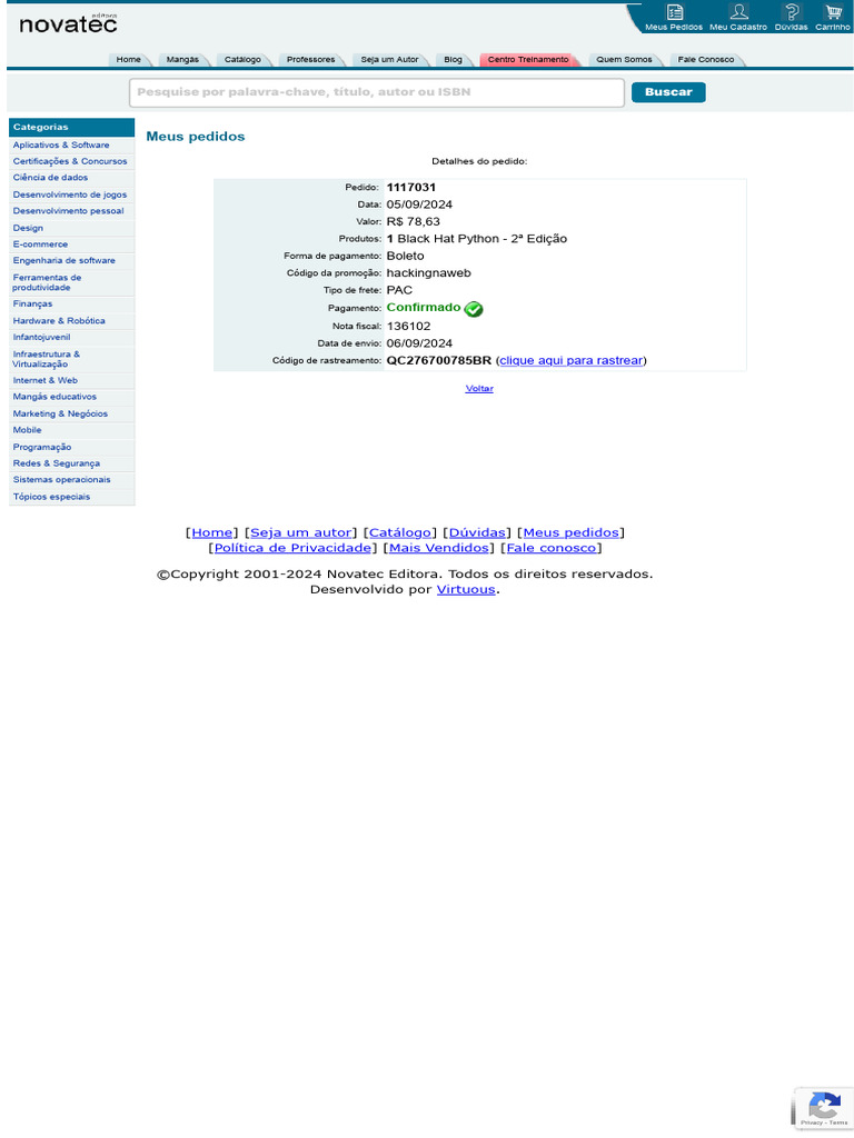 Meus Pedidos Novatec Editora | PDF