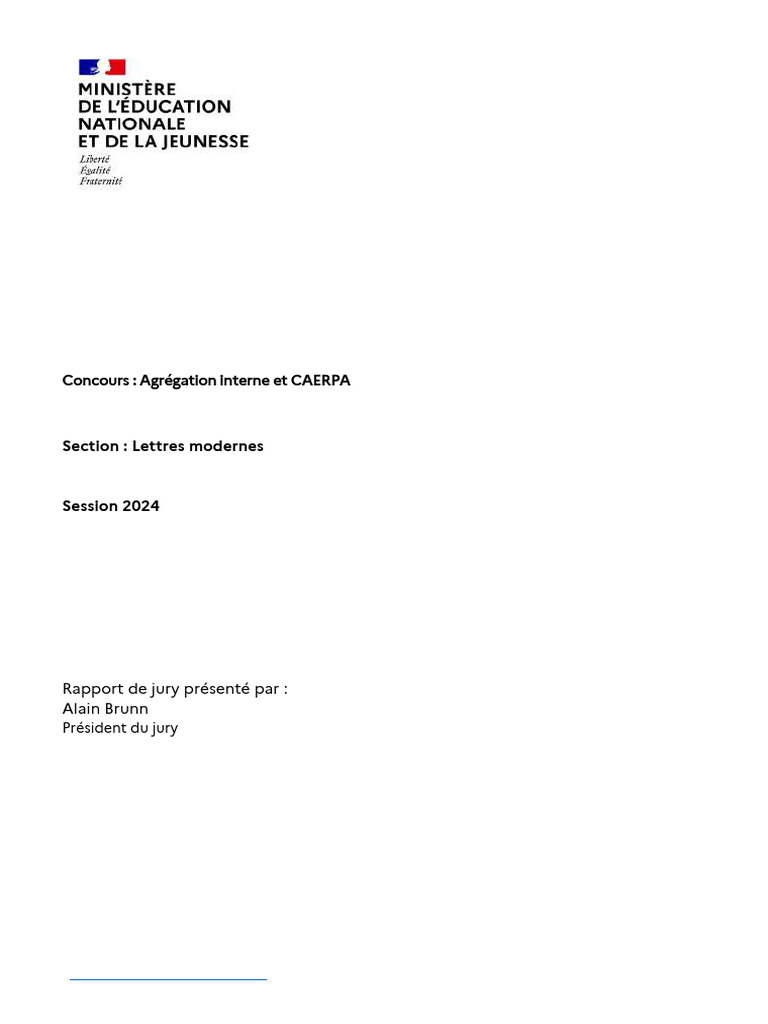Agr Gation Interne Section Lettres Modernes - Rapport Du Jury de La ...