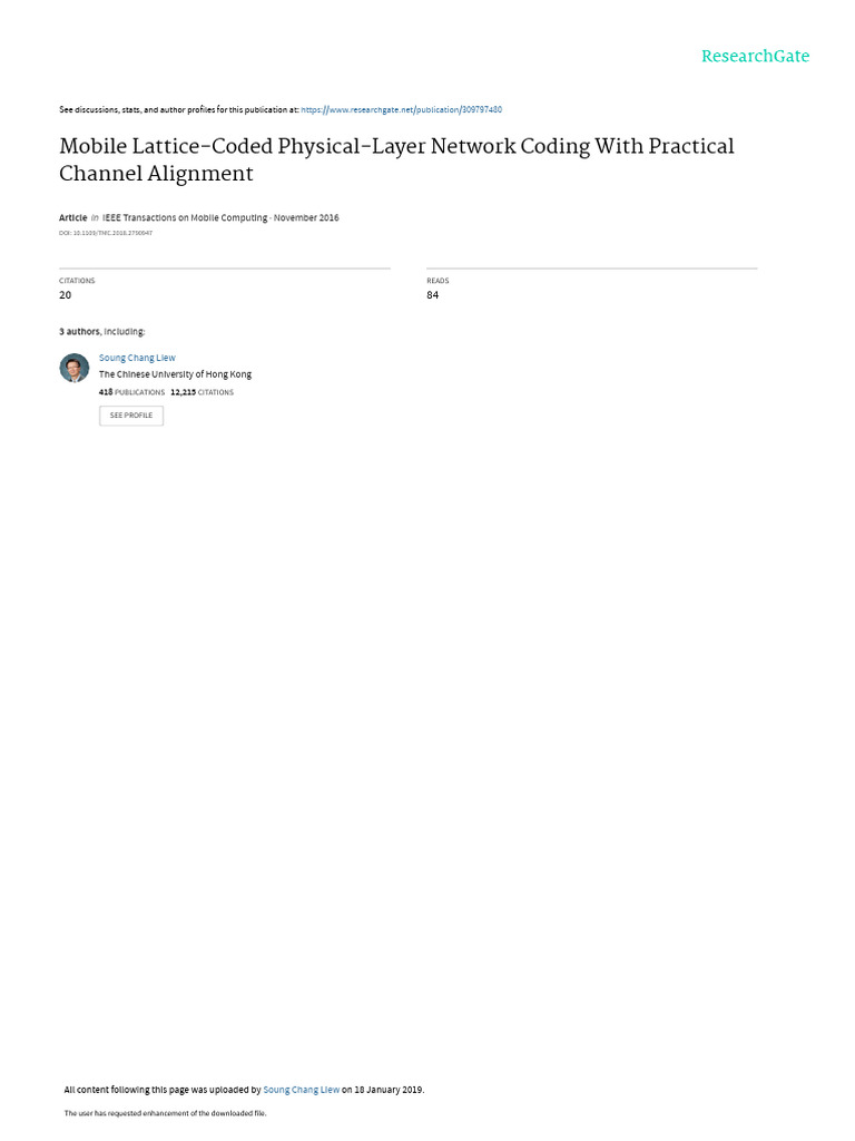 Mobile Lattice Coded Physical Layer Network Coding Pdf Orthogonal