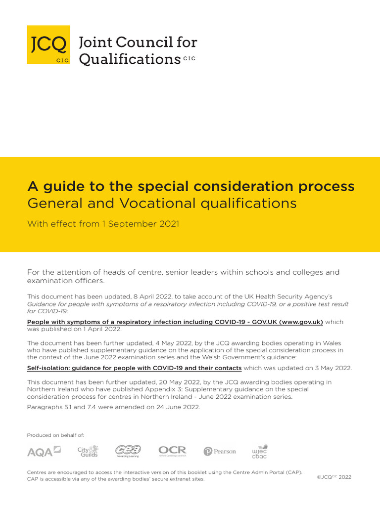 Special Consideration Process Guide | PDF | Gce Advanced Level (United ...
