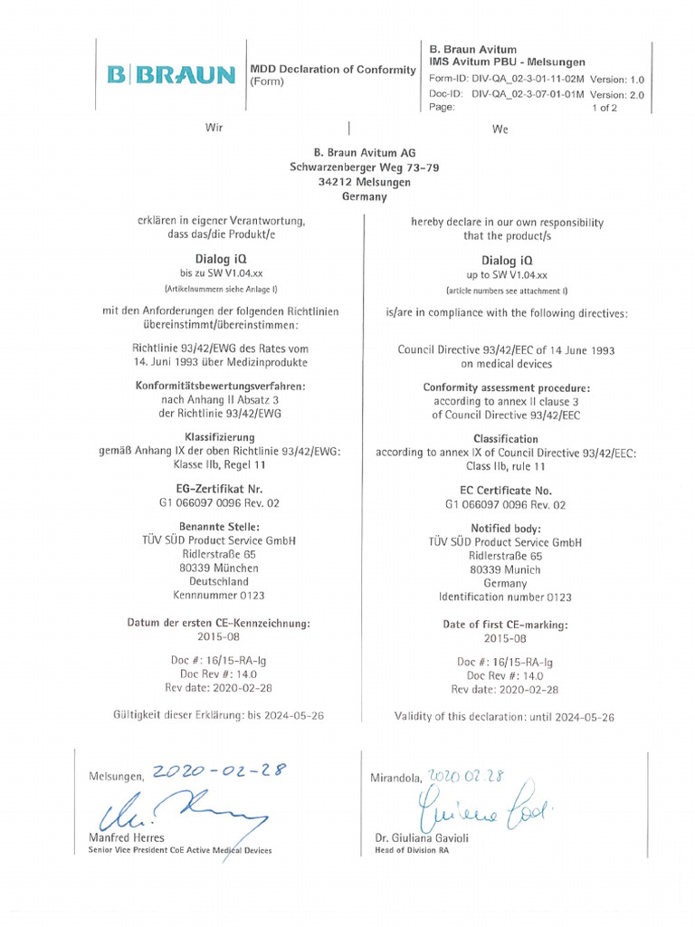 Ec Declaration Ofconformitydialogiq Rev140 | PDF