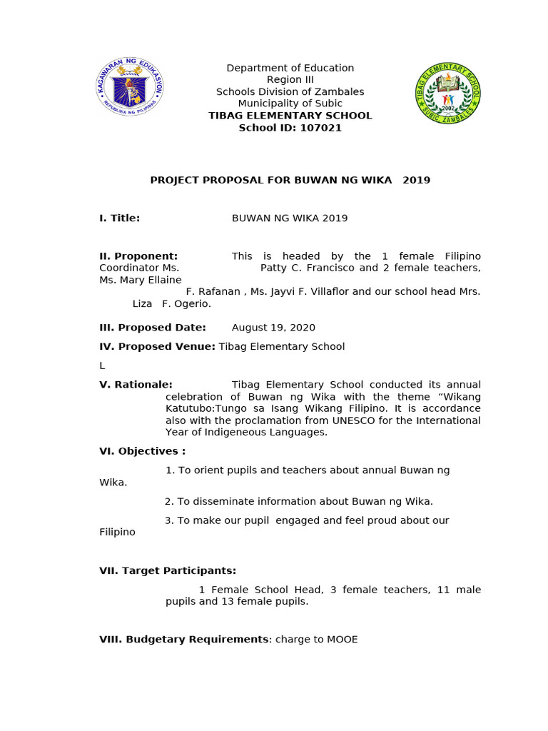 Buwan NG wika-Project-Proposal | PDF