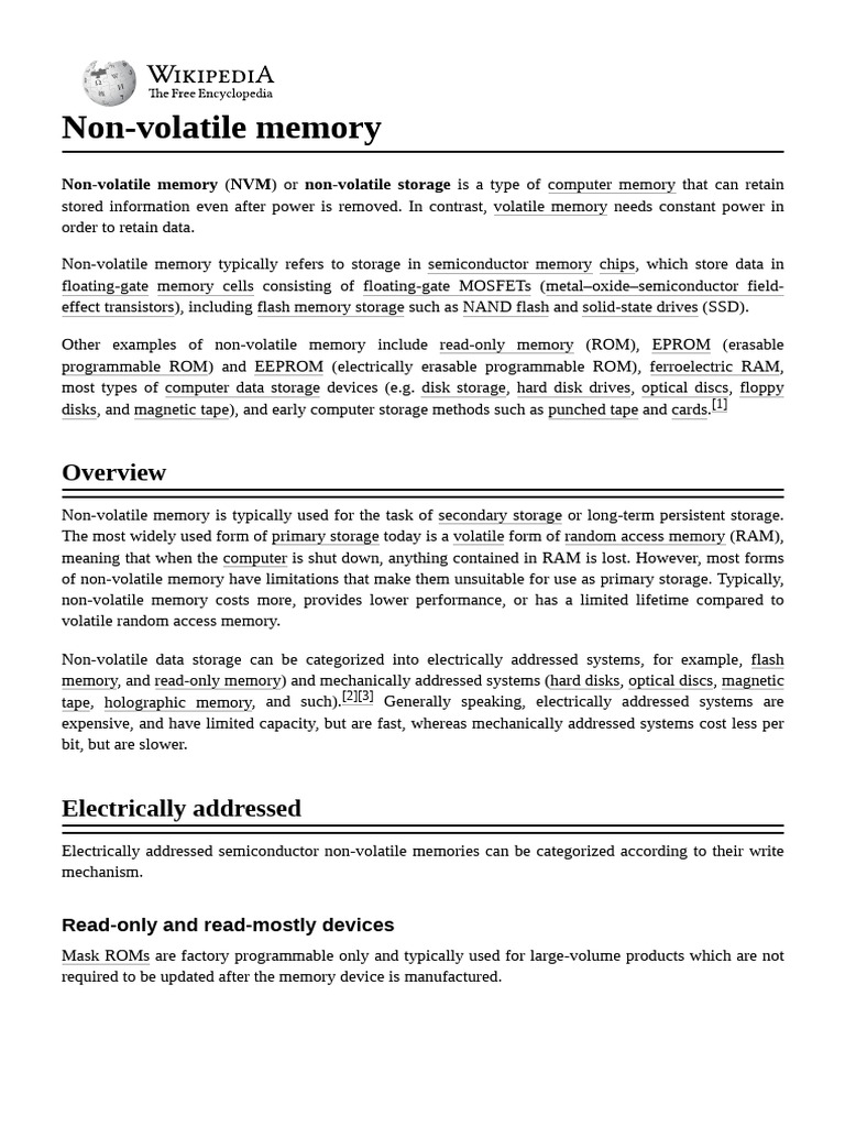 Non-Volatile Memory | PDF