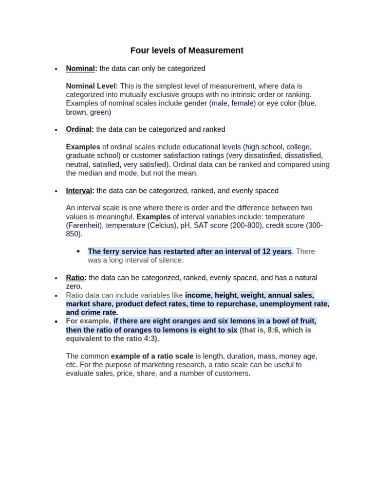 4 Levels of Measurement | PDF
