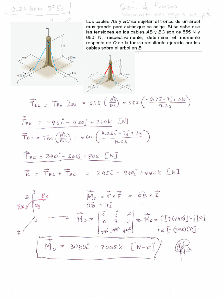 Ejerc. 2 Momento Con Respecto A Un Punto 3D | PDF