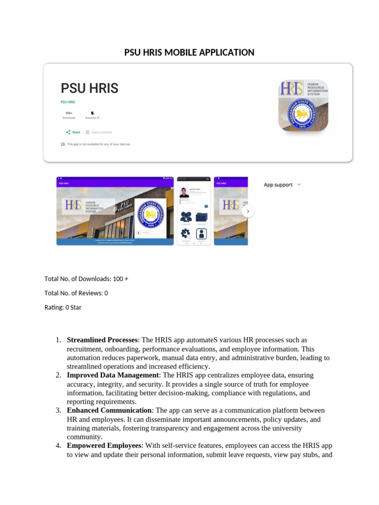 Psu Hris Mobile Application | PDF