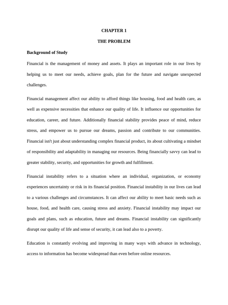 CHAPTER 1 Background of the Study | PDF