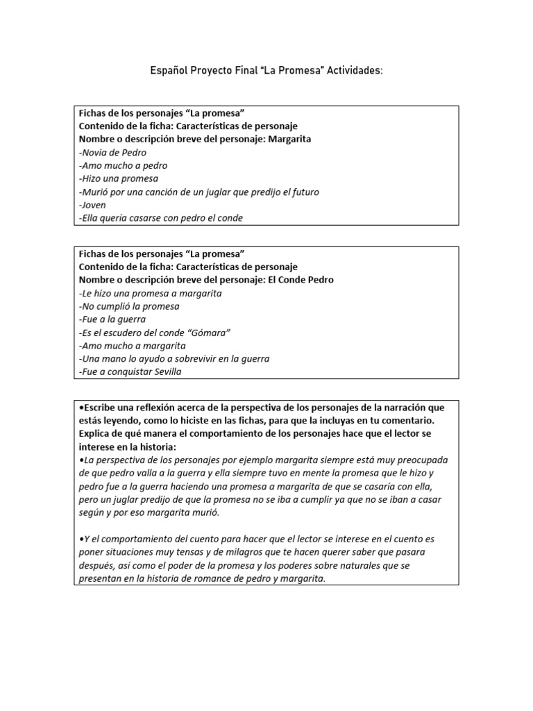 Español Proyecto Final La Promesa | PDF