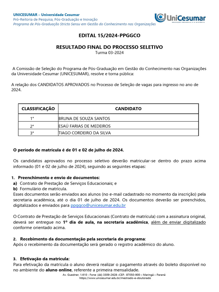 Calend Rio Acad Mico 2024 | PDF