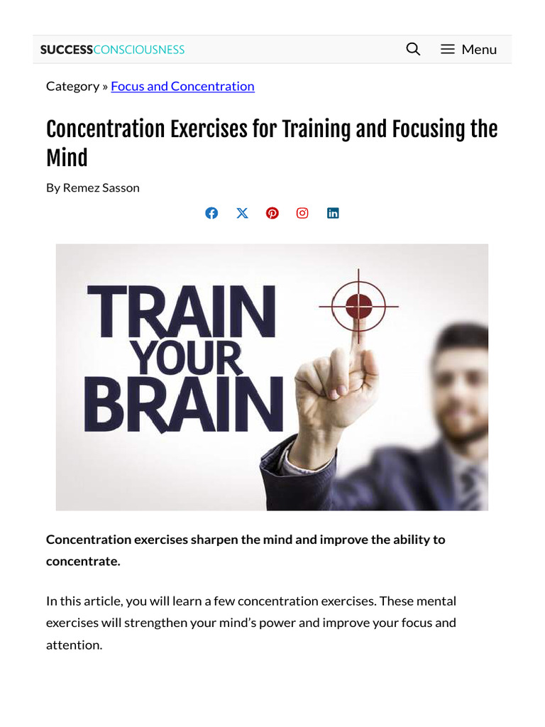 Concentration Exercises To Train and Focus The Mind | PDF