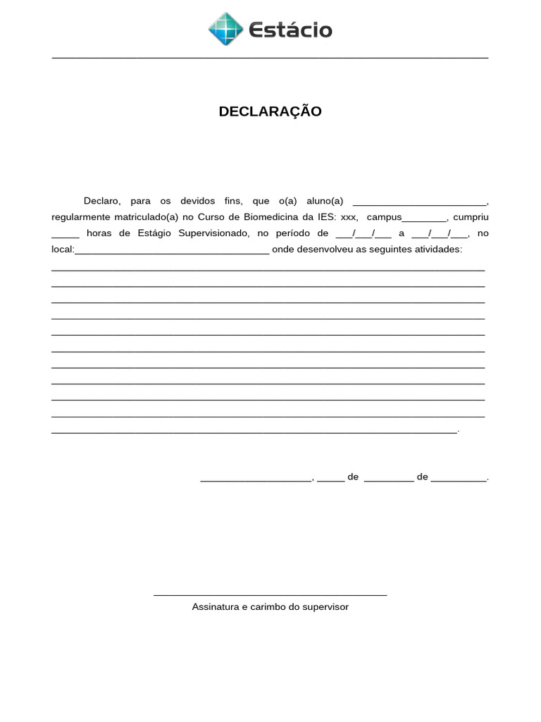 Declaração de Estágio Estácio | PDF