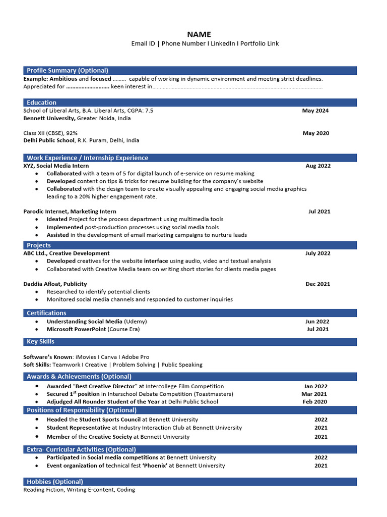 Resume Template - BALA | PDF