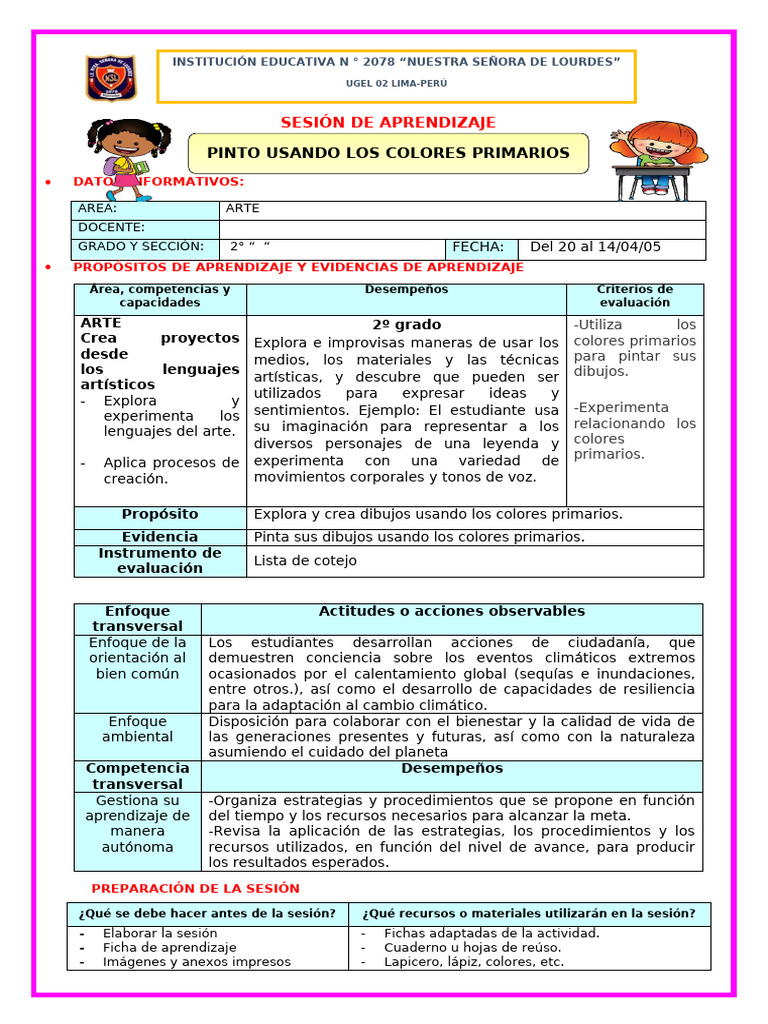 S2 Sesion Arte Pintamos Con Los Colores Primarios | PDF