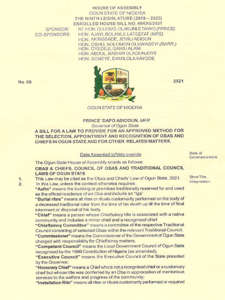 Obas New Bill of Law | PDF