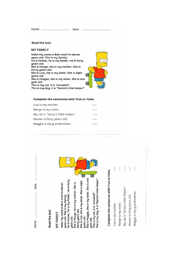 Worksheet Simpson 5to | PDF
