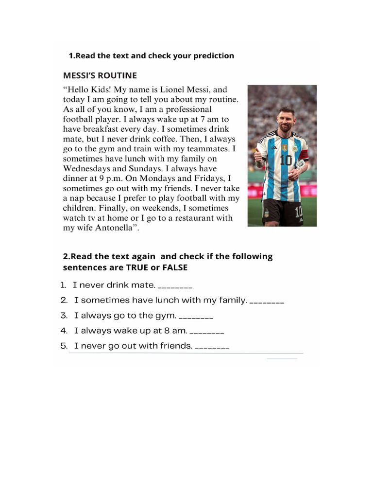 Messi Worksheet | PDF