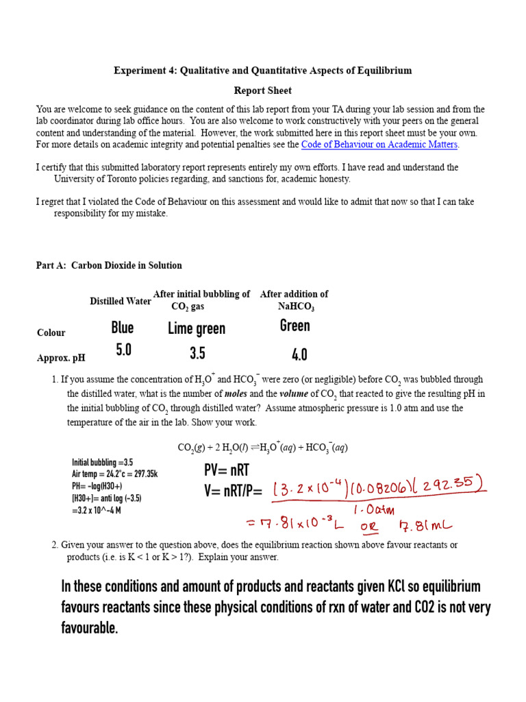 CHM135 Lab 4 Report Sheet | PDF