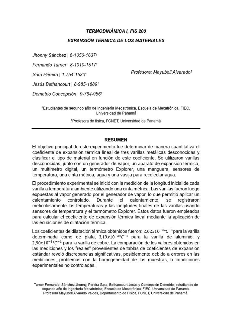 Expansión Térmica de Los Materiales (Termodinámica) | PDF