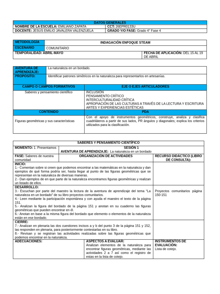 SPC 15-19 Abril LA NATURALEZA EN UN BORDADO 1 | PDF