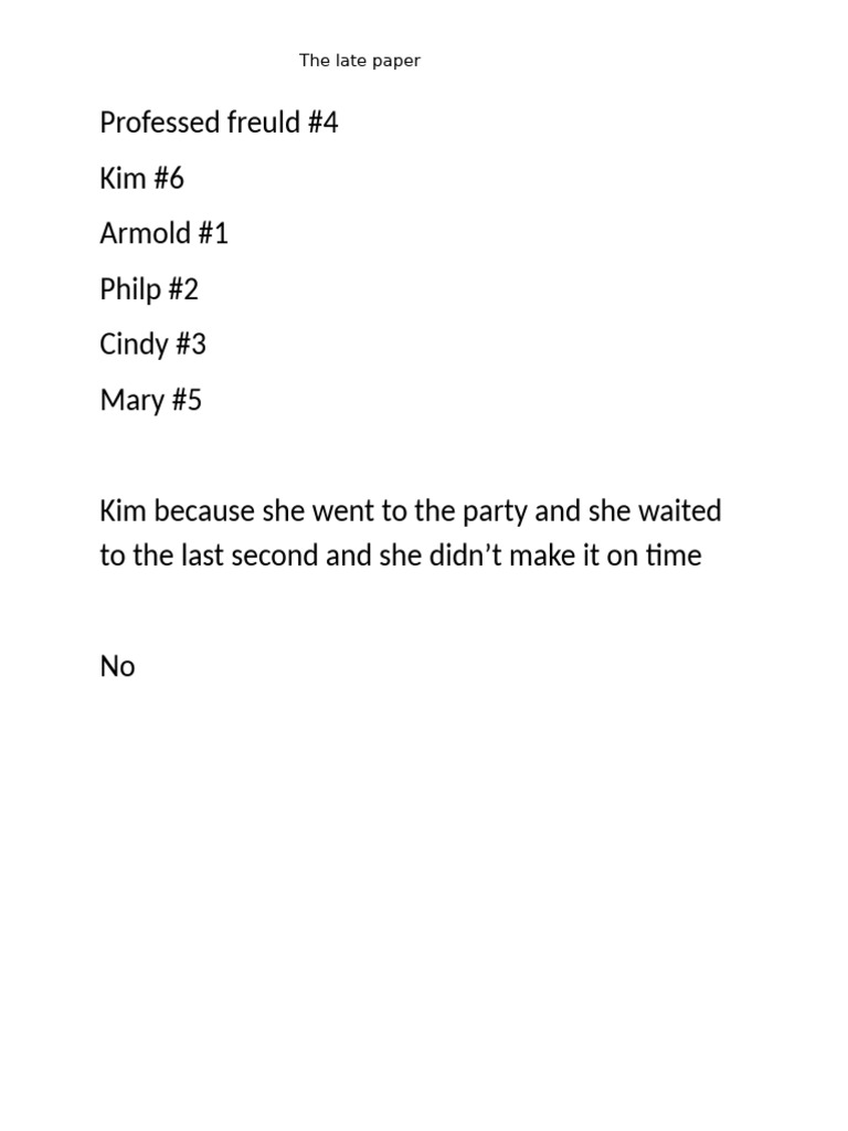 The Late Paper | PDF