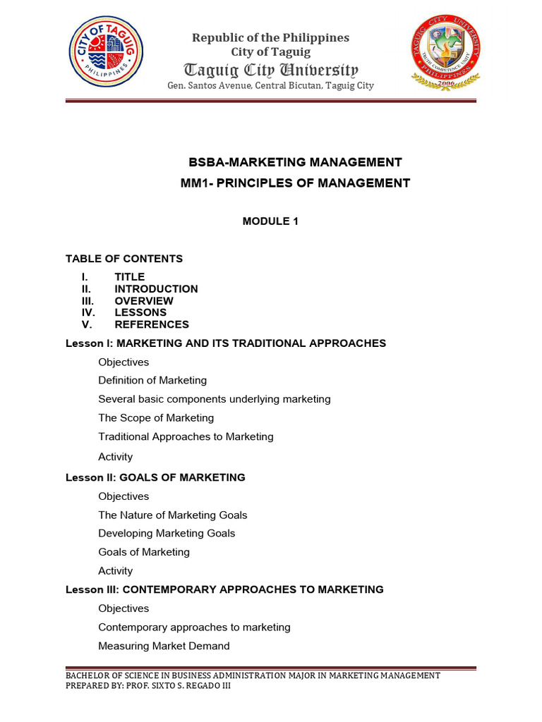 Principles of Marketing Module 1 | PDF
