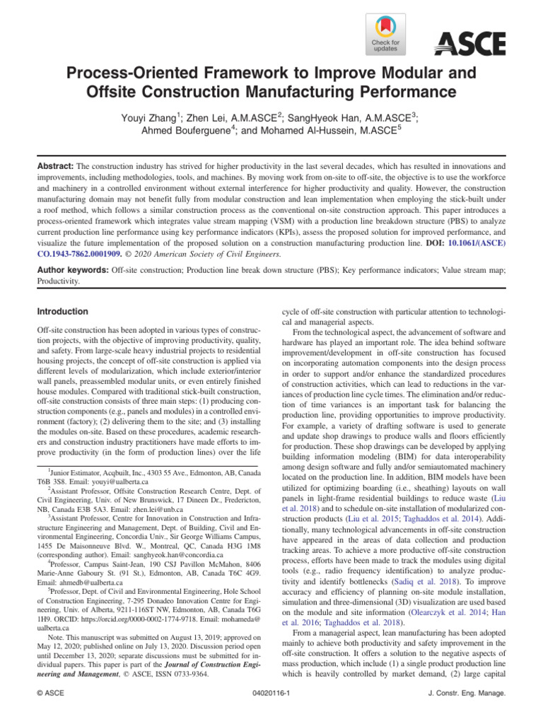 Zhang Et Al 2020 Process Oriented Framework To Improve Modular and Offsite Construction ...