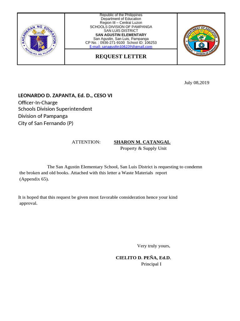 Request Letter For Condemn 1 | PDF