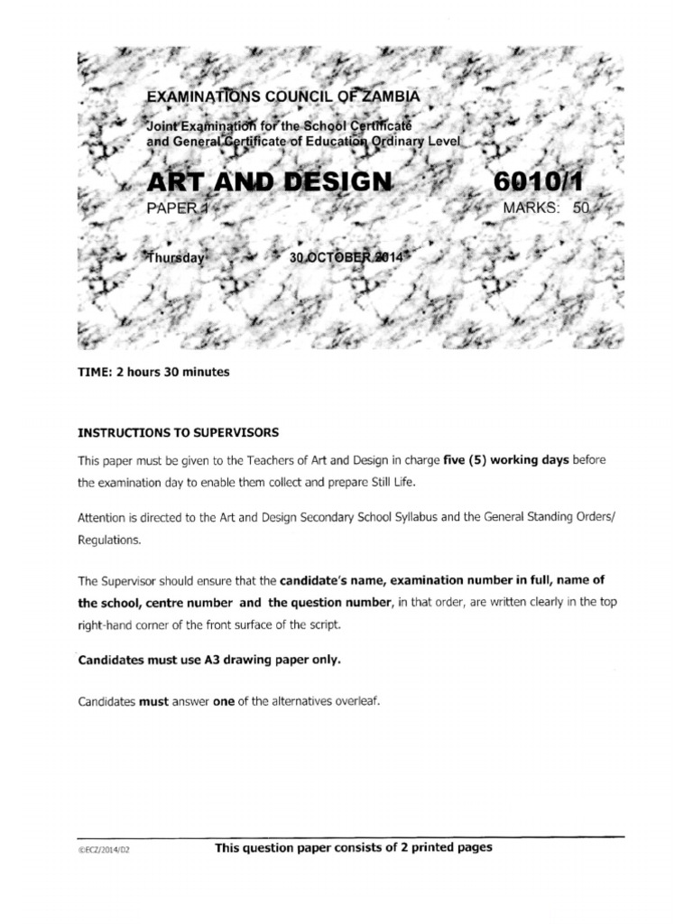 2014 Art and Design Paper 1 Past Paper | PDF