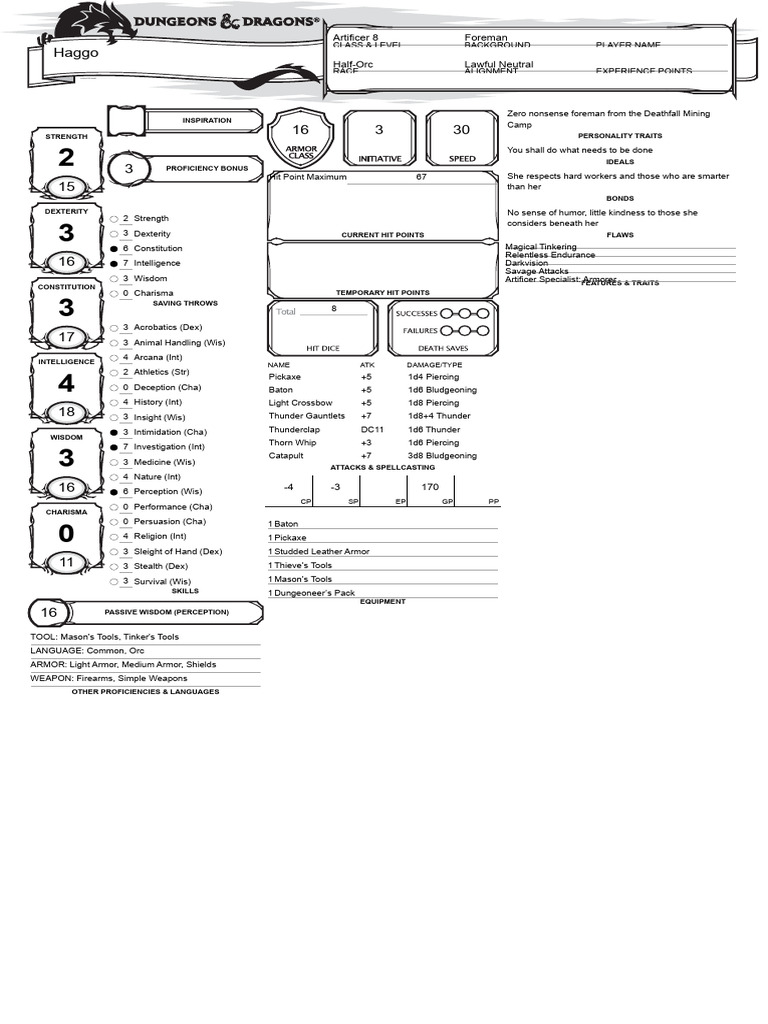 Haggo Roll20 Characters | PDF