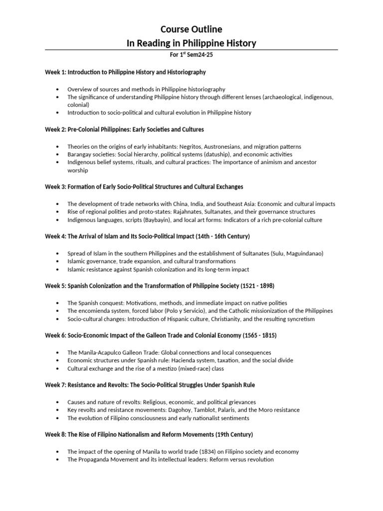 Course Outline - Activities RIPH | PDF | Philippines