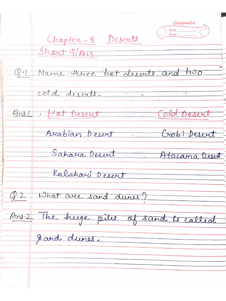 Class-5, SST, Ch-8, Notebook Work, Short Q.ans | PDF