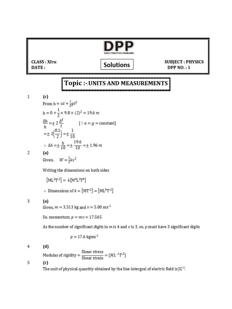 DPP-1 Solution | PDF