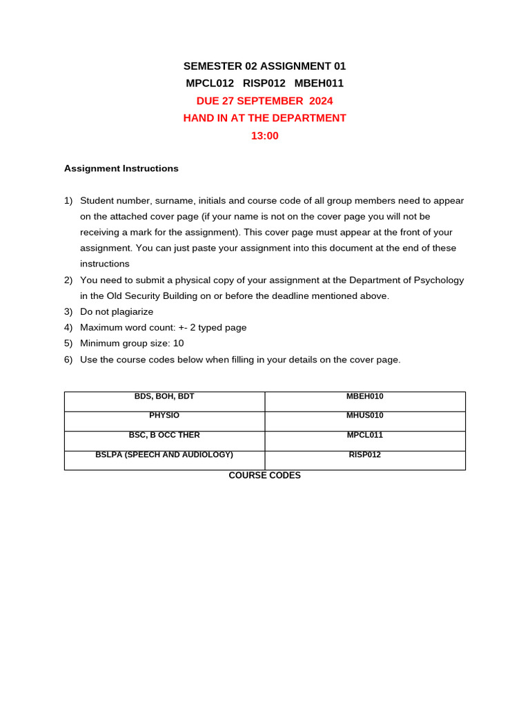 2024 Semester 2 Assignment 01 | PDF