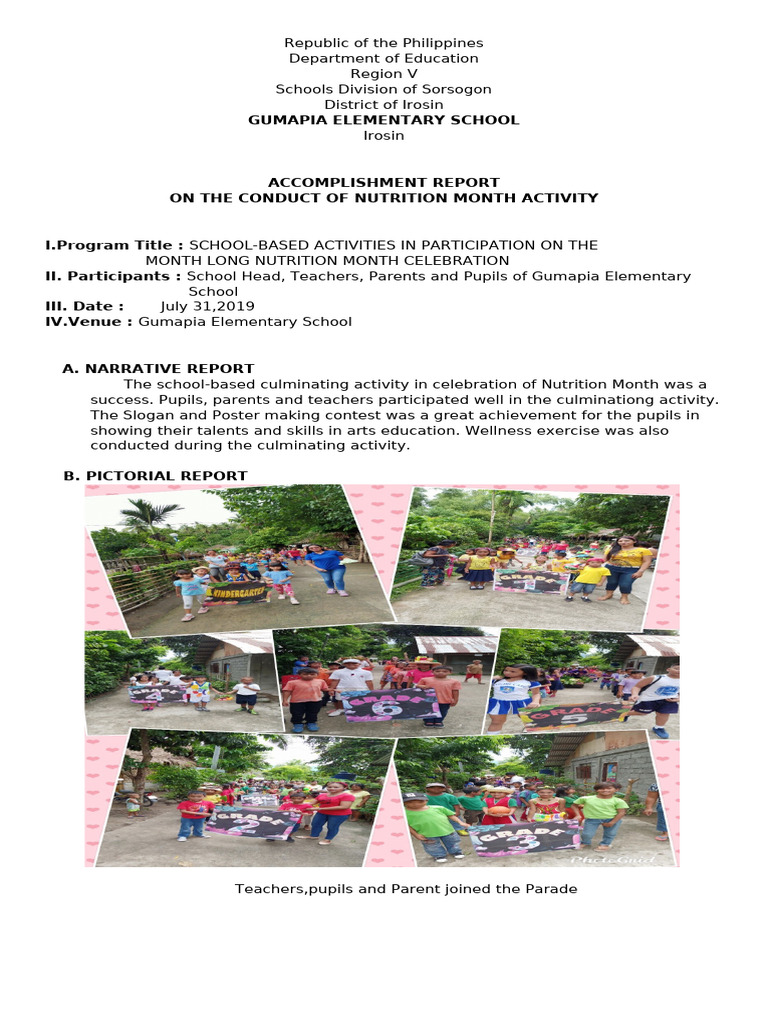 Accomplishment Report (Nutrition) | PDF