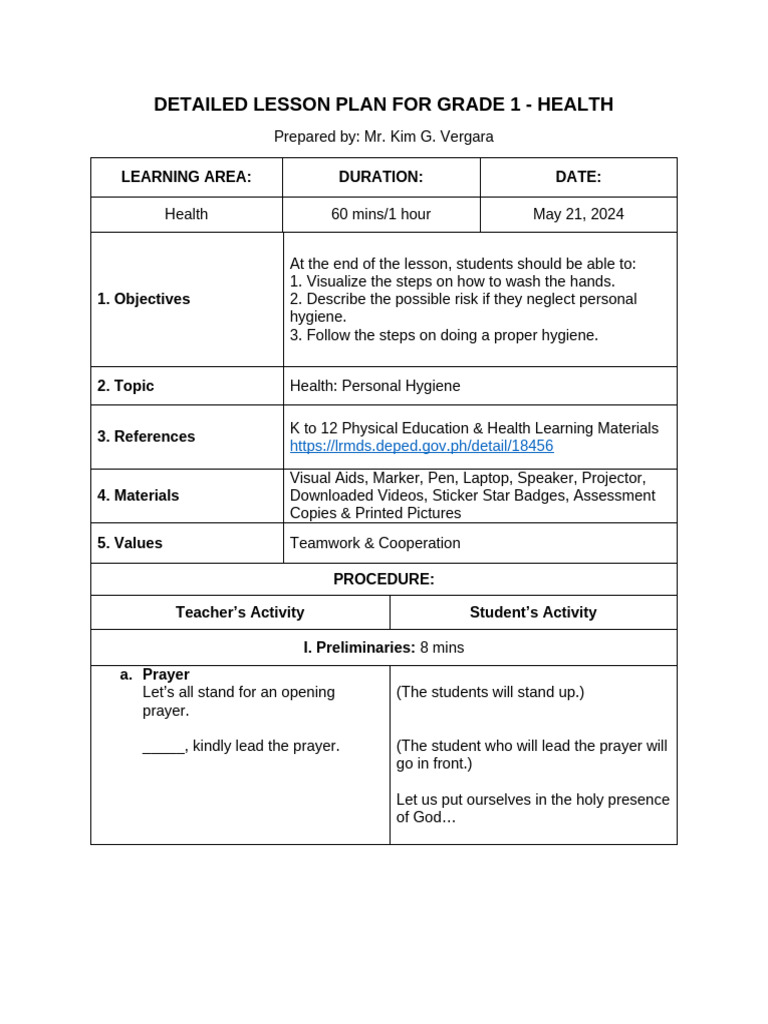 DETAILED LESSON PLAN SAMPLE FOR ECE | PDF