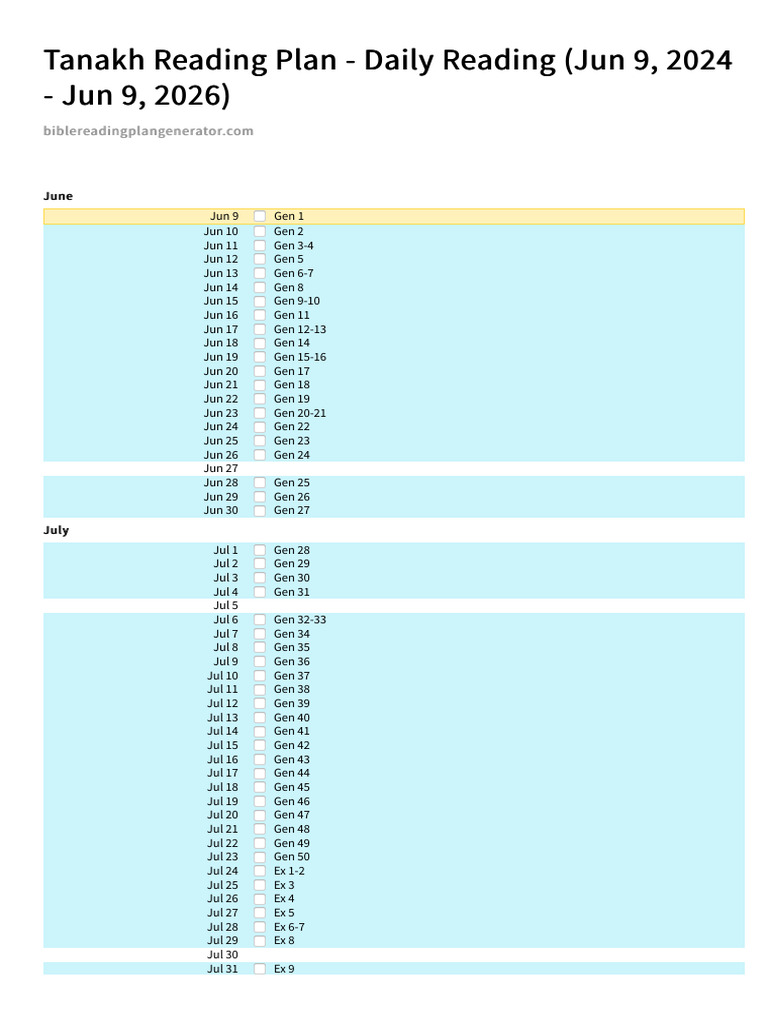 Daily Tanakh Reading Plan 2024-2026 | PDF | Revelation | Bible