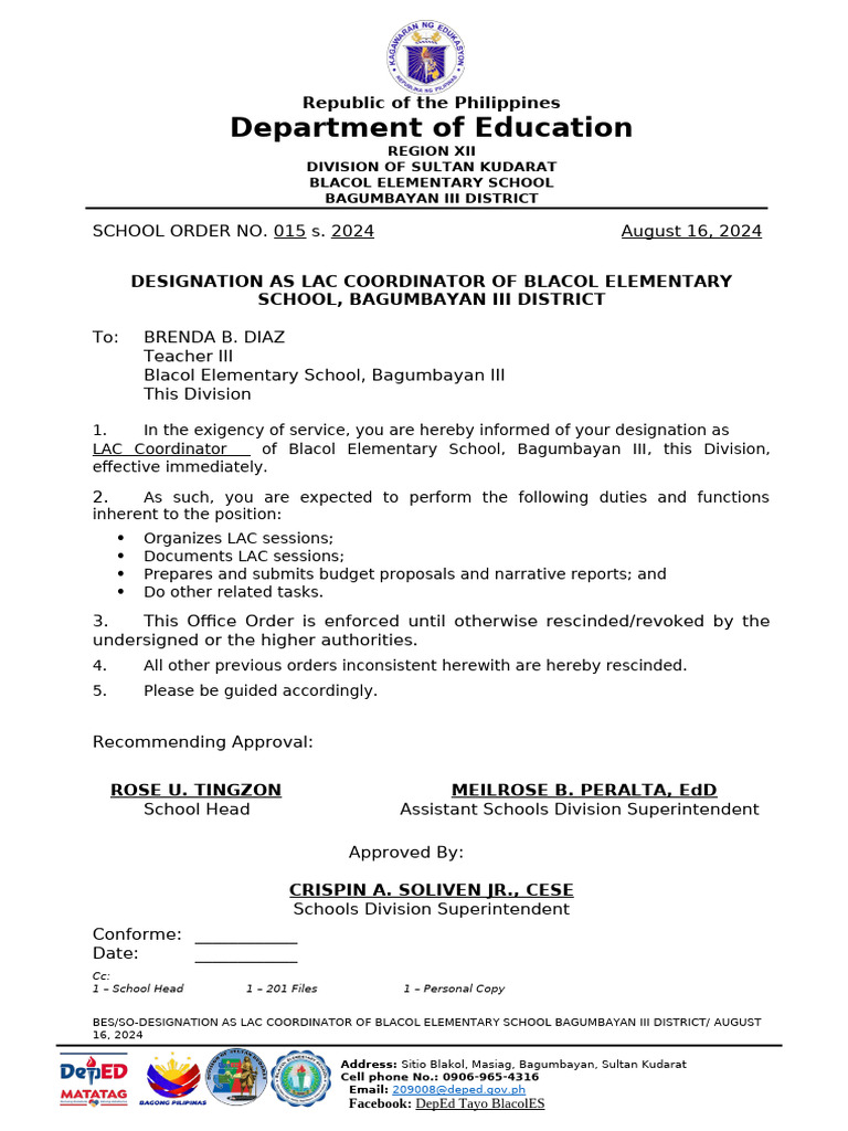 LAC Coor Designation | PDF